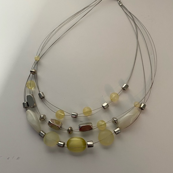 Jewelry | Subtle Yellow Floating Bead Layered Necklace | Poshmark